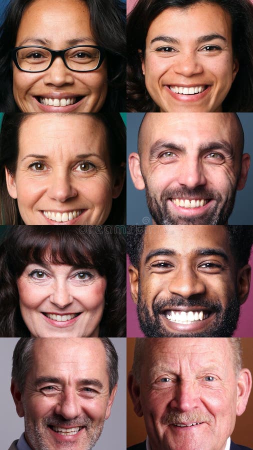 Group of People in a Collage Stock Photo - Image of mixedrace, serious ...