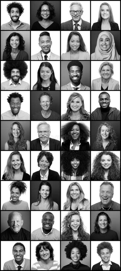 Group of People in a Collage Stock Image - Image of calm, stern: 239761957