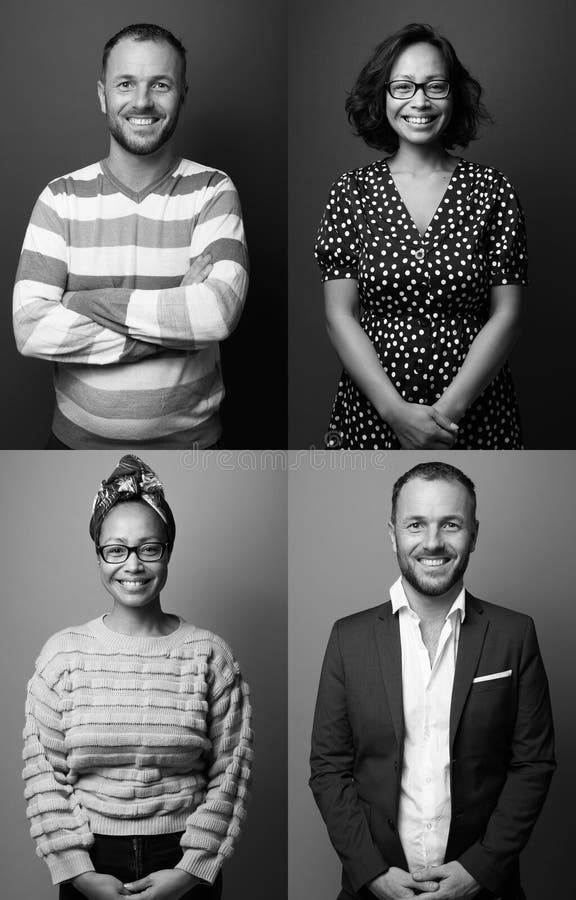 Group of People in a Collage Stock Image - Image of concentrated, male ...