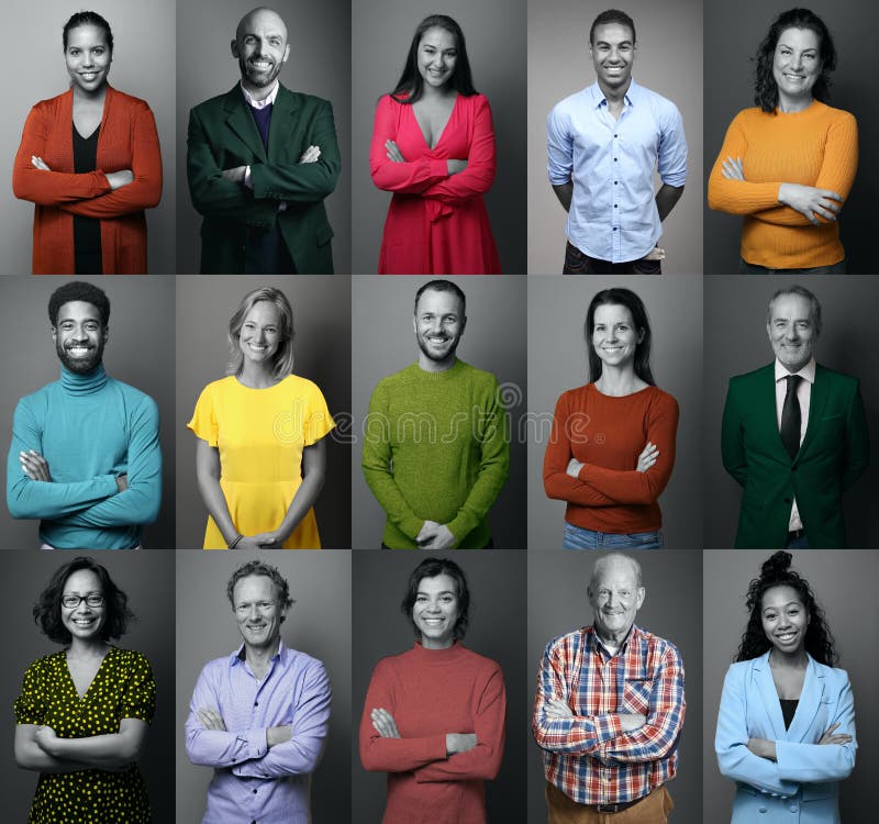 Group of People in a Collage Stock Photo - Image of awake, happy: 239813422