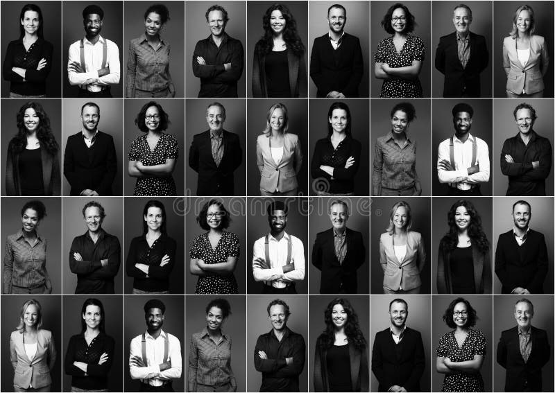 Group of People in a Collage Stock Photo - Image of caucasian, serious ...
