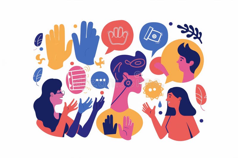 Group of People Communicating with Speech Bubbles Stock Photo - Image ...