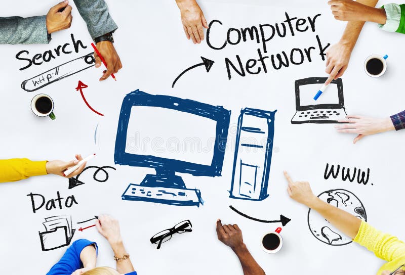 Group of People with Computer Network Concept Stock Image - Image of ...