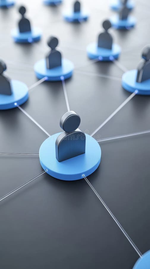 A Group of People are Connected by a Blue String Stock Illustration ...