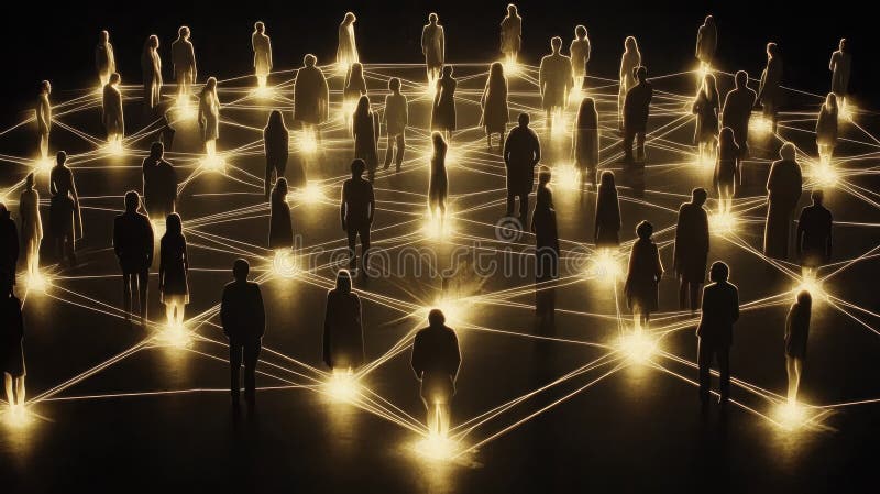 A Group of People are Connected by Lines, with Some People Standing ...