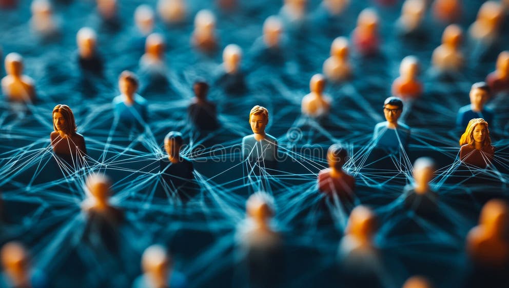 A Group of People are Connected by a Web of Lines Stock Photo - Image ...