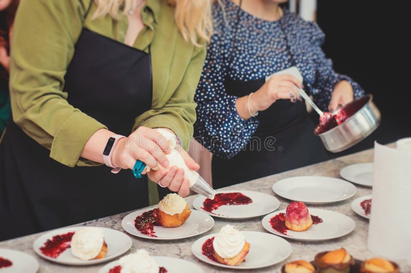 Group of People in a Cooking Class Studio, Adults Preparing Different ...