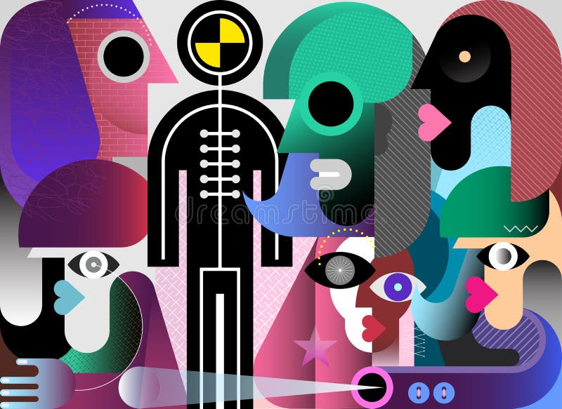 Group of People and Crash Test Dummy Stock Vector - Illustration of ...