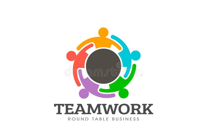 Teamwork Round Table Logo Vector Stock Vector - Illustration of crowd ...