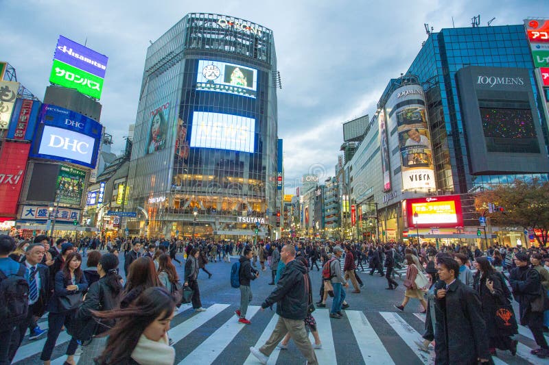 A Group of People Crossing at the Shibuya Intersection, Tokyo Japan ...