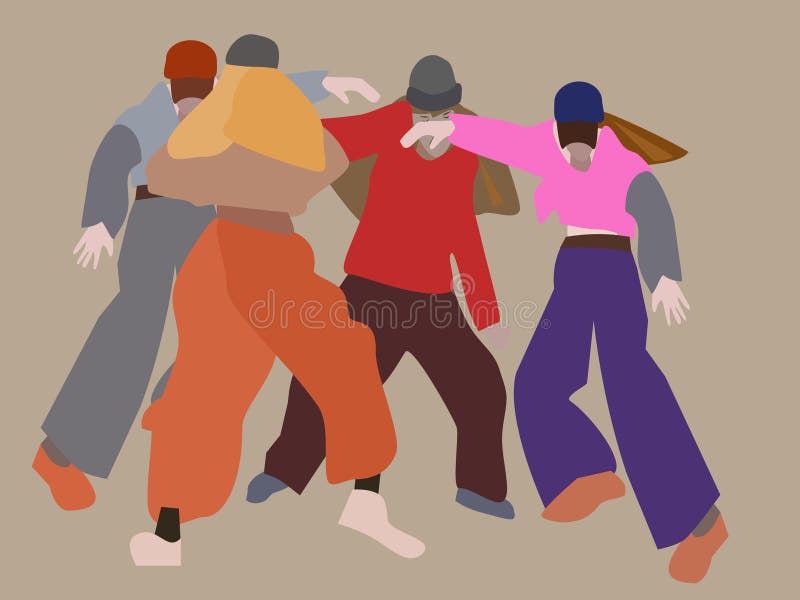 Group of people dancing stock illustration. Illustration of face ...