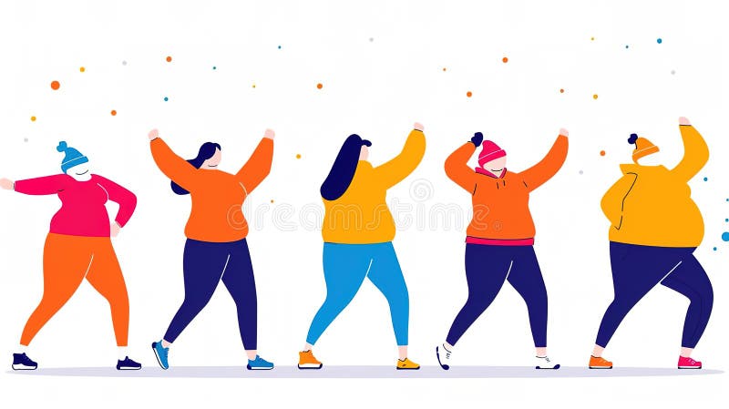 Group of People Dancing and Celebrating with Confetti Stock ...