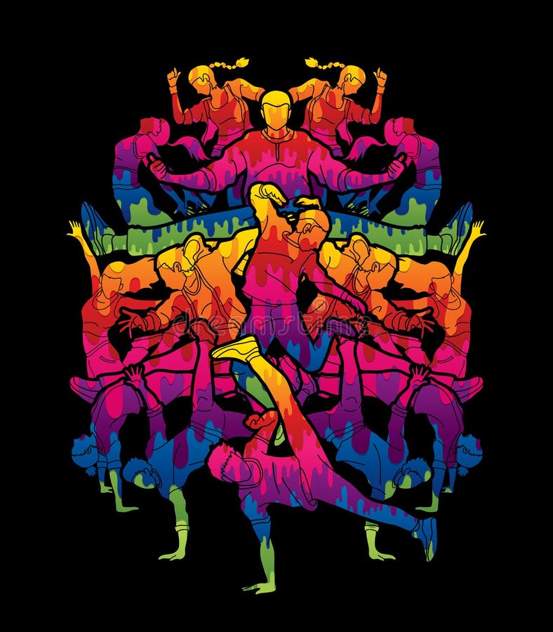 Group of People Dancing, Dancer Dance Together, Street Dance Graphic ...