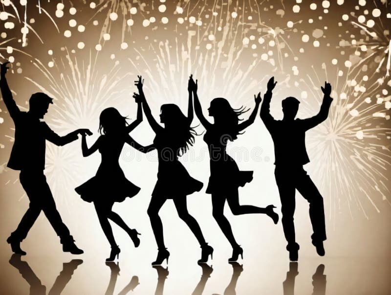 A Group of People Dancing with Fireworks in the Background. Generative ...