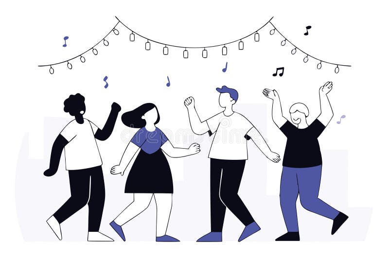 Group of People Dancing at the Party Vector Illustration Stock Vector ...