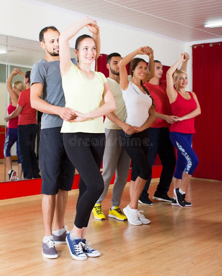Group of People Dancing Salsa in Studio Stock Photo - Image of class ...