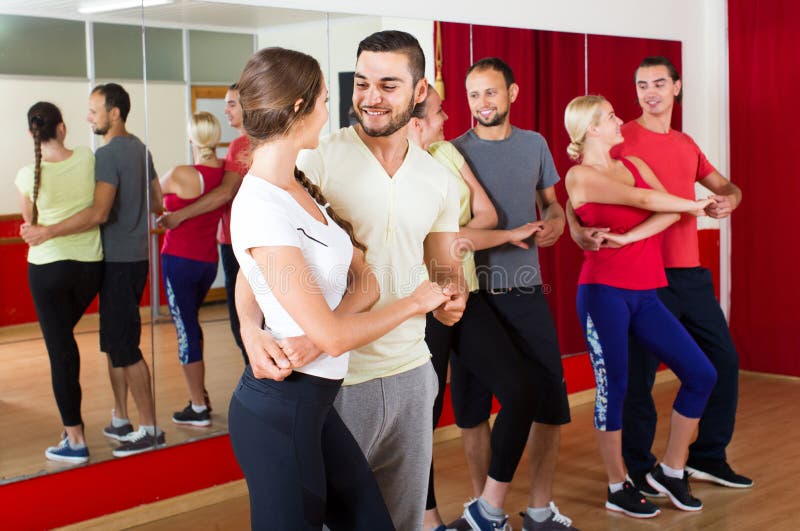 Group of People Dancing Salsa in Studio Stock Photo - Image of class ...