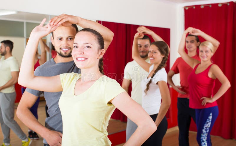 Group of People Dancing Salsa in Studio Stock Image - Image of active ...