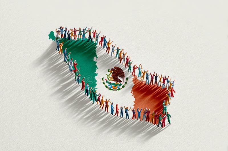 A Group of People Dancing in the Shape of a Mexican Flag Stock ...