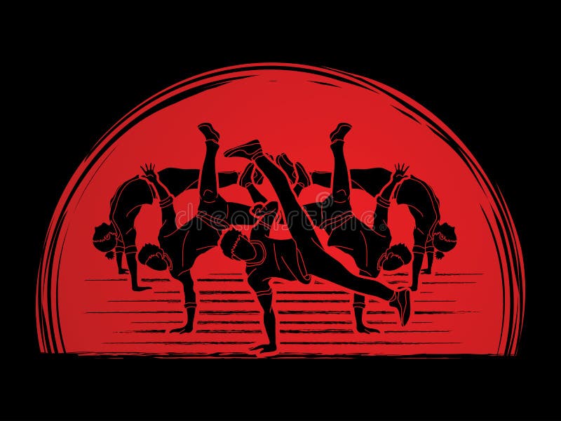 Group of People Dancing, Street Dance Action Stock Vector ...