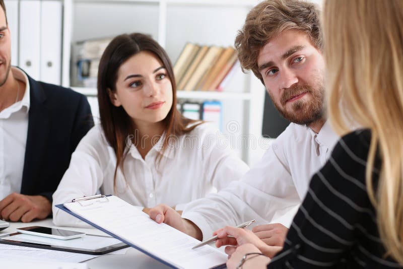 Group of People Deliberate on White Board Stock Photo - Image of ...