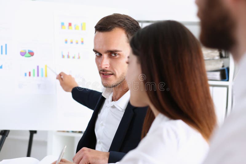 Group of People Deliberate on White Board Stock Photo - Image of ...
