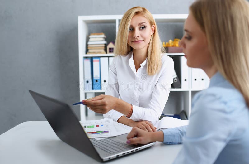 Group of People Deliberate on White Laptop Problem Stock Image - Image ...