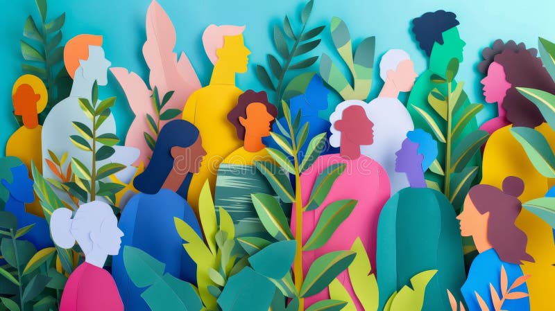 A Group of People are Depicted in a Forest Setting Stock Image - Image ...