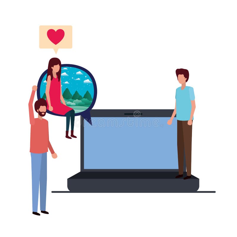 Group of People with Device Screen Avatar Character Stock Vector ...