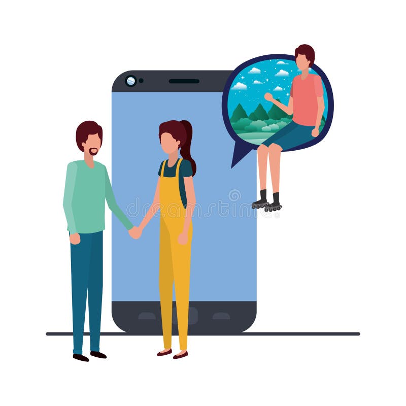 Group of People with Device Screen Avatar Character Stock Vector ...