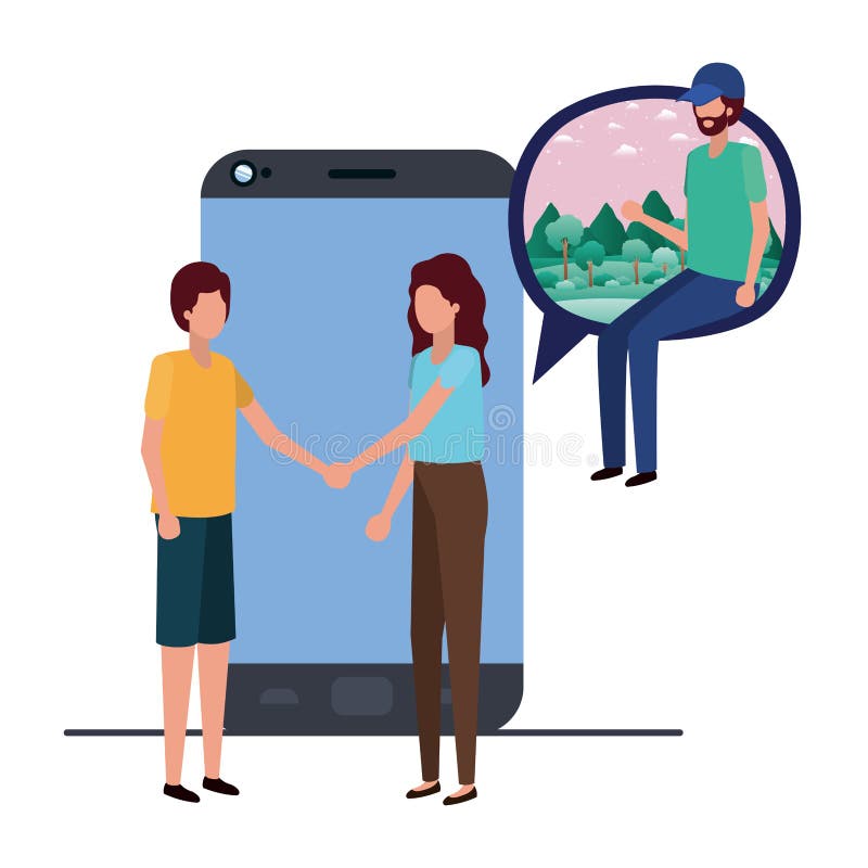 Group of People with Device Screen Avatar Character Stock Vector ...