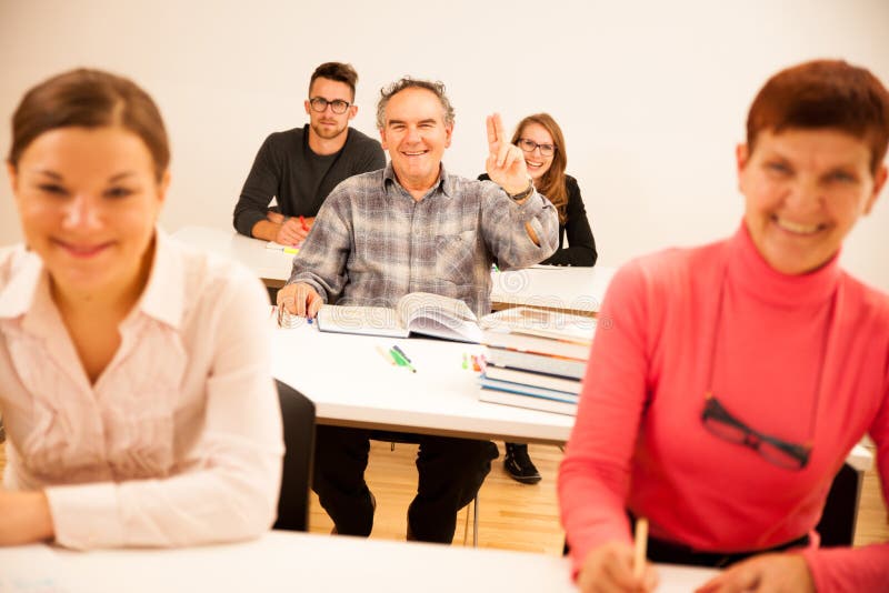 Group of People of Different Age Sitting in Classroom and Attend Stock ...