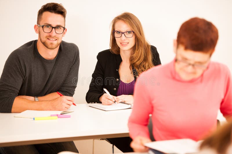 Group of People of Different Age Sitting in Classroom and Attend Stock ...
