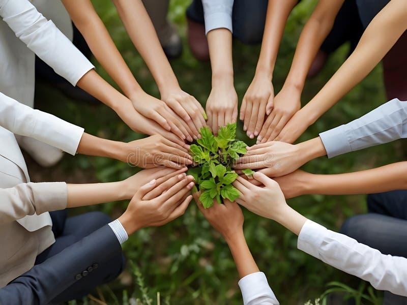Group of People of Different Ages and Ethnicities Holding Small Plants ...