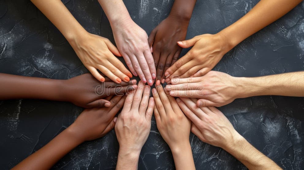 A Group of People with Different Colored Hands Forming a Circle, AI ...