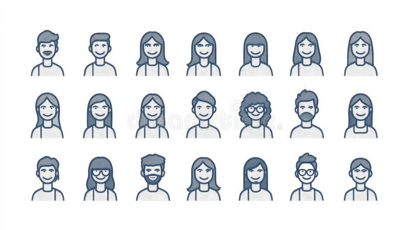 A Group of People with Different Facial Expressions Stock Illustration ...