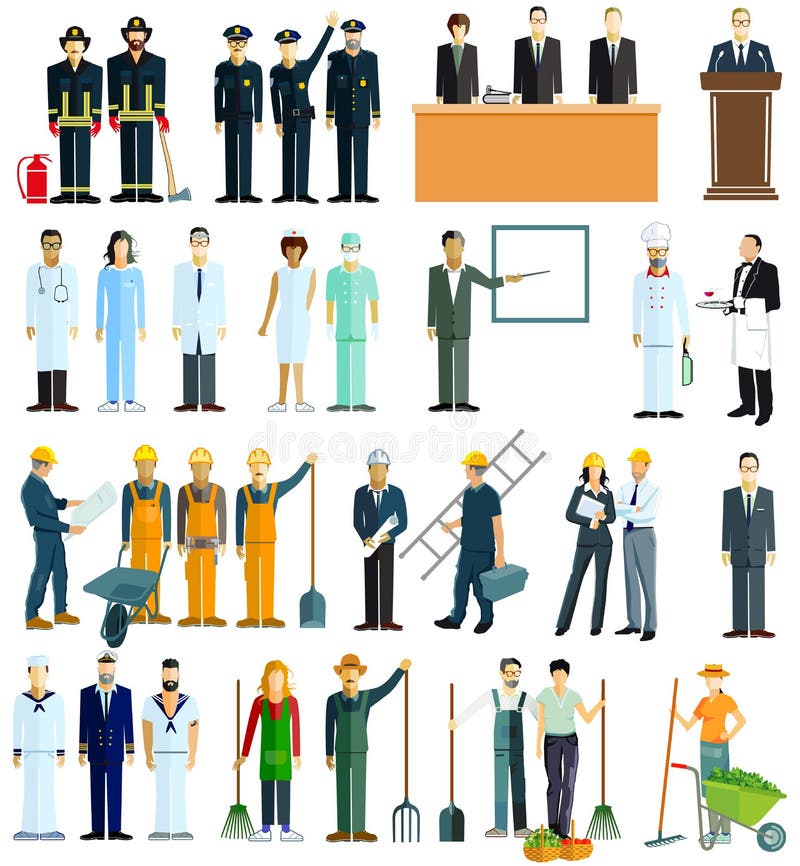 Group of People of Different Professions Stock Vector - Illustration of ...