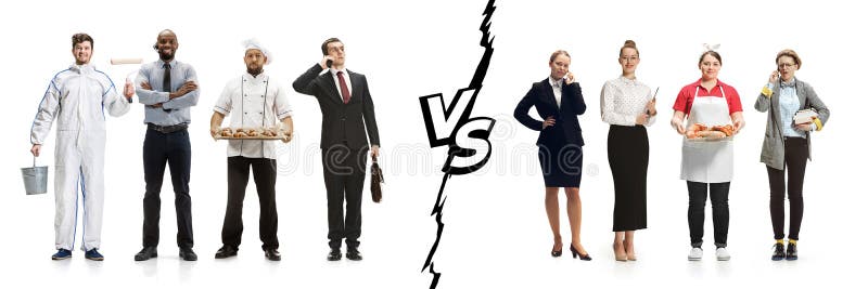 Group of People with Different Professions Isolated on White Studio ...