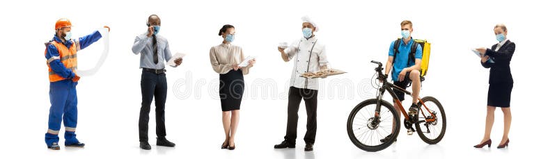 Group of People with Different Professions Isolated on White Studio ...