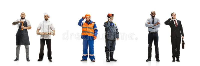 Group of People with Different Professions Isolated on White Studio ...