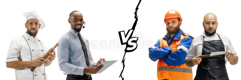 Group of People with Different Professions Isolated on White Studio ...