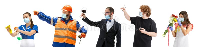 Group of People with Different Professions Isolated on White Studio ...