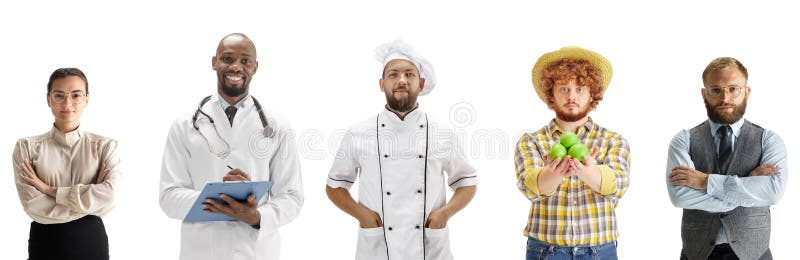 Group of People with Different Professions Isolated on White Studio ...