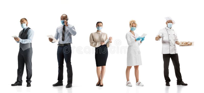 Group of People with Different Professions Isolated on White Studio ...