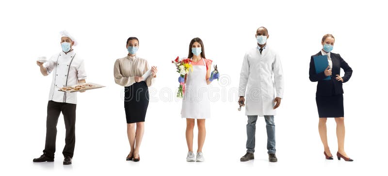 Group of People with Different Professions Isolated on White Studio ...