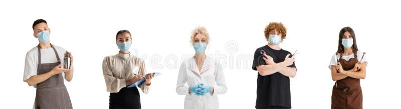 Group of People with Different Professions Isolated on White Studio ...