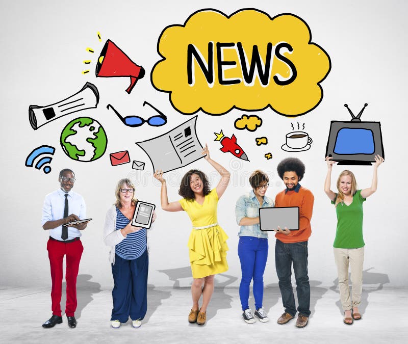 Group of People with Digital Media Concepts Stock Illustration ...