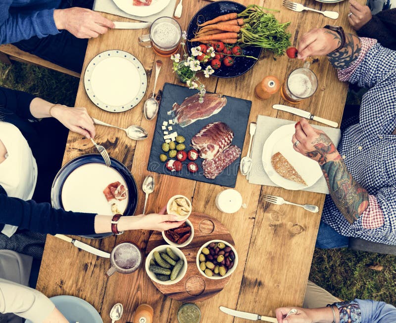 Group of People Dining Concept Stock Photo - Image of nature, dining ...