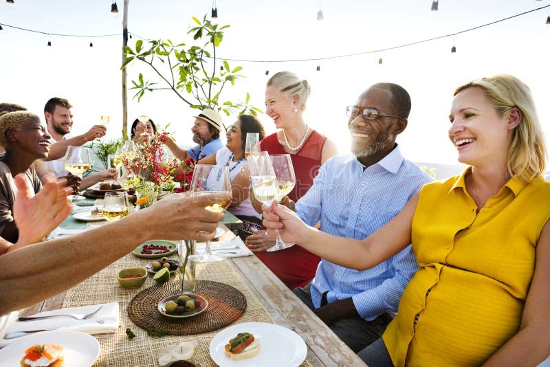 Group of People Dining Concept Stock Image - Image of glass, group ...