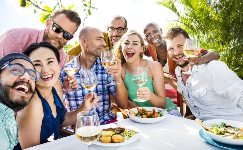 Group of People Dining Concept Stock Image - Image of cheerful ...